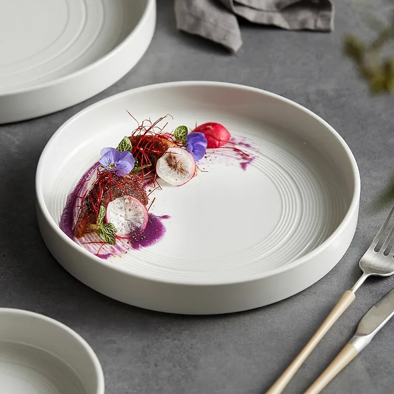 Western-plate-shallow-flat-plate-home-Nordic-light-luxury-white-ceramic ...