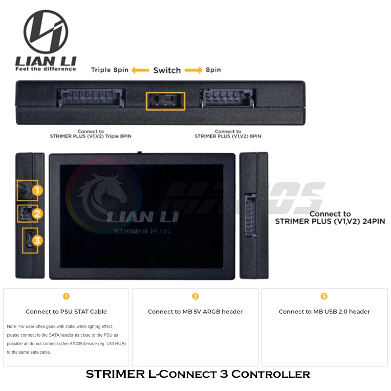 LIAN LI STRIMER PLUS l connect 3 controlador PW24PV2 1,UNI Fan HUB ...