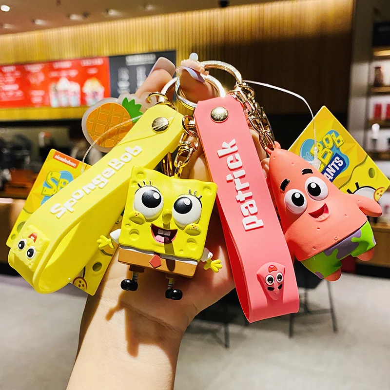 Spongebob Squarepants Kawaii Keychain Cartoon Cute Pvc Doll Cartoon Car ...