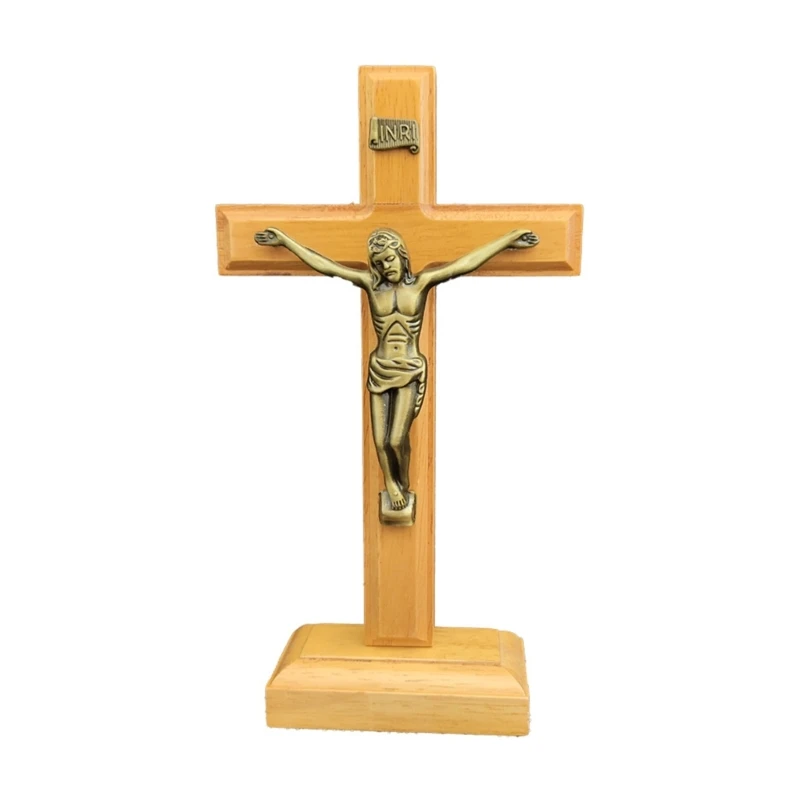 Table Wooden Catholic Jesus with Stand Religious Christian Crucifix ...