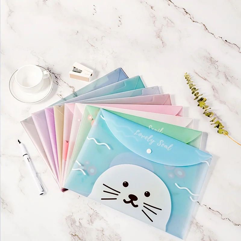 4pcs-File-Bags-For-Document-Cute-Cartoon-File-Holder-Snap-Button-PVC ...