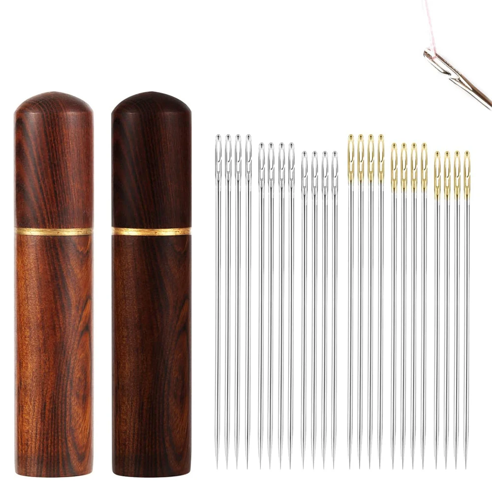 24PCS-Hand-Sewing-Needles-Self-Threading-Needles-and-2-Wooden-Needle ...