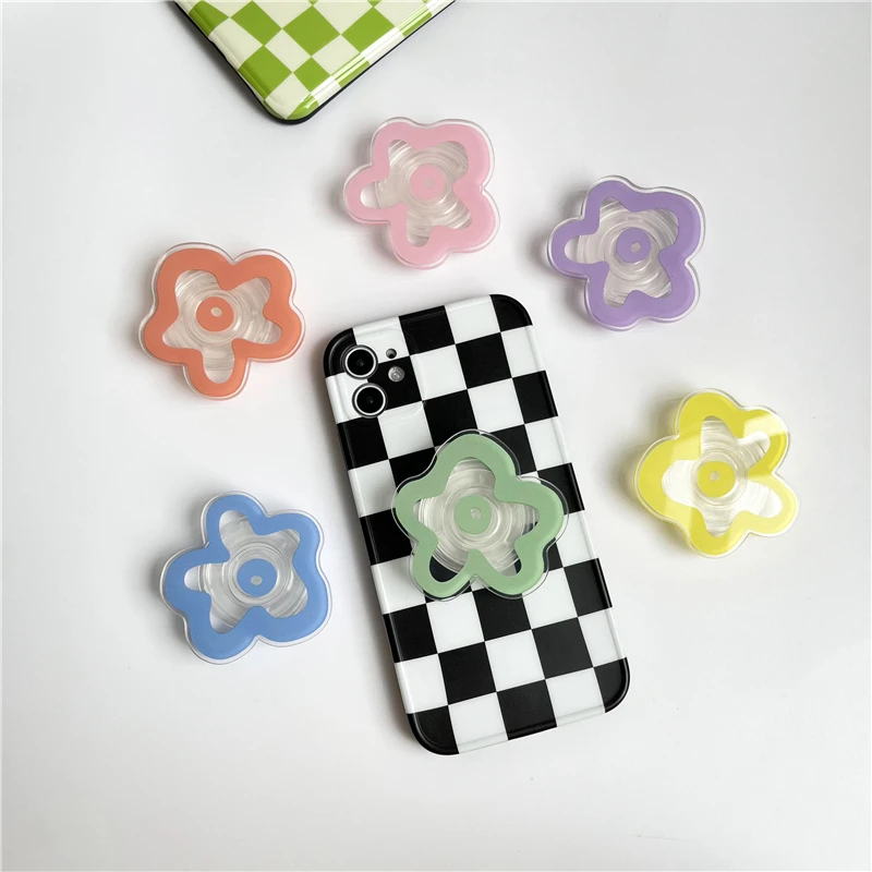 Transparent Solid Color Flower Glossy Foldable Socket Pocket Phone ...