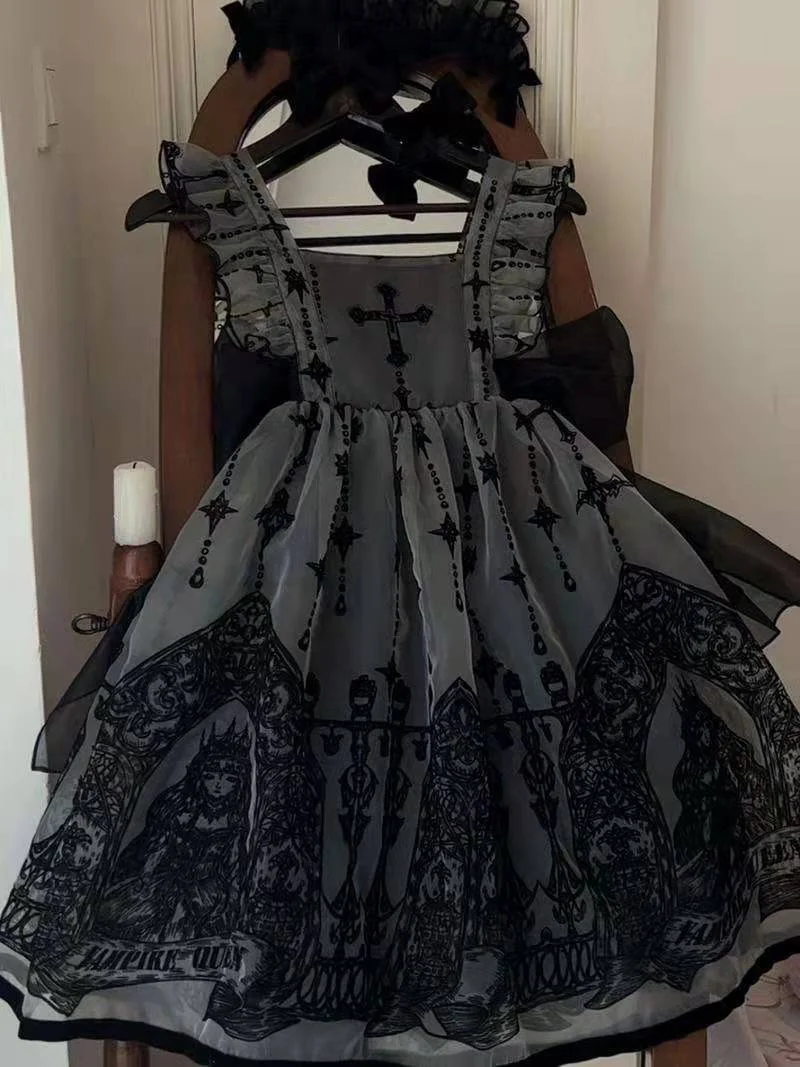 Vestido Kawaii gótico Lolita para mujer, ropa estética Harajuku Emo Dark Academia, moda coreana ...