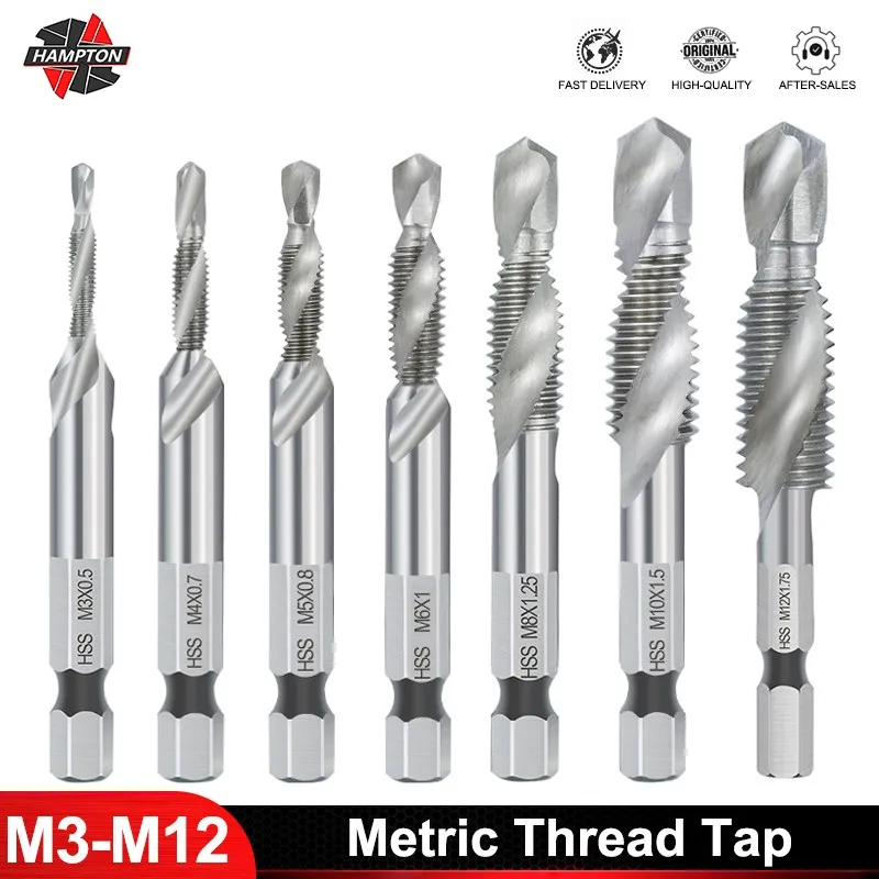HAMPTON-Combined-Tap-and-Drill-Set-HSS-Hex-Shank-Metric-Tap-Machine ...