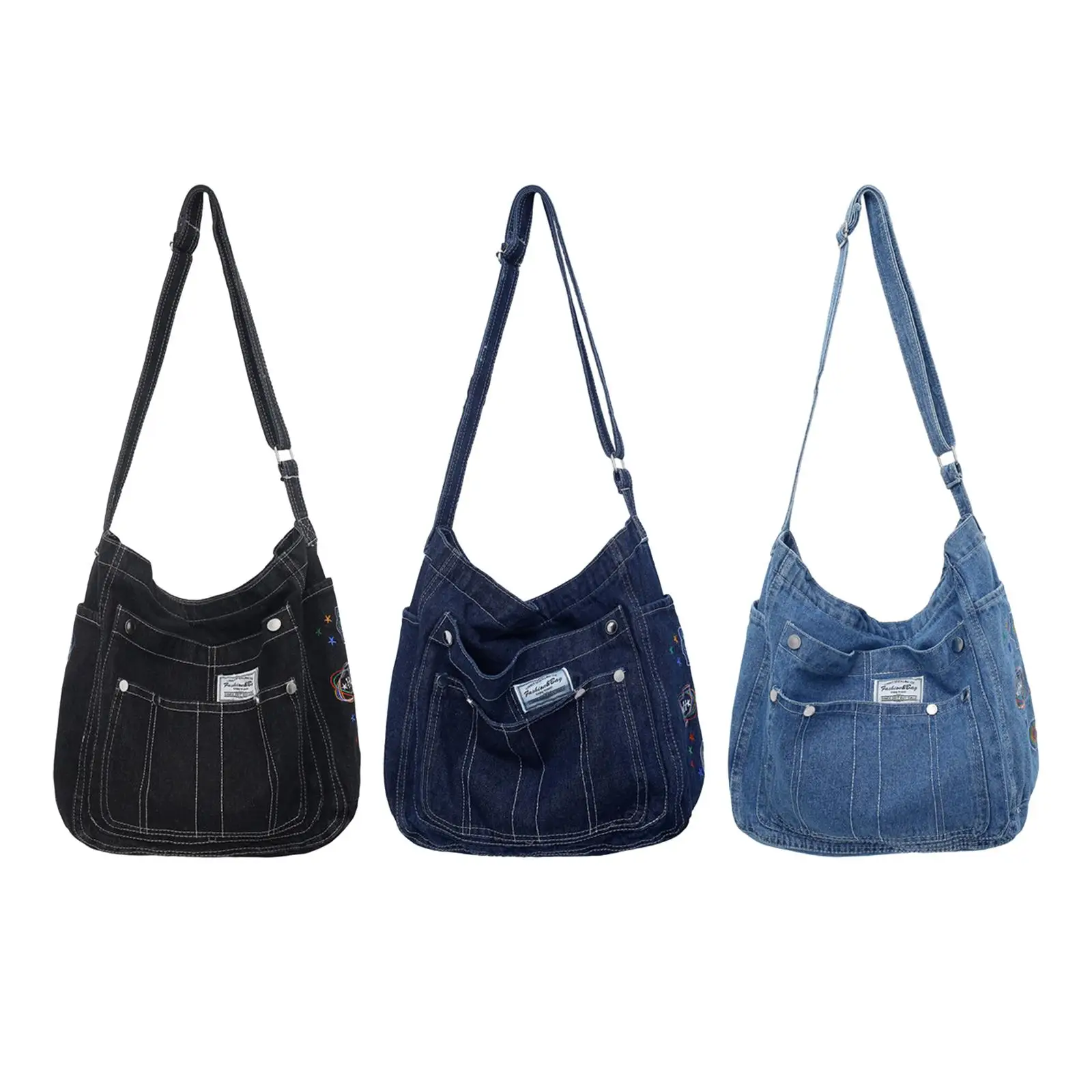 Denim-Shoulder-Bag-Large-Capacity-Tote-Travel-Shoulder-Bag-Elegant ...
