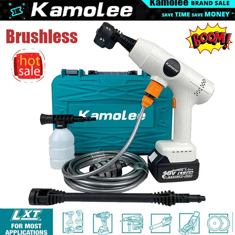 Kamolee 무선 전기 고압 세척기, 충전식 자동 세차 스프레이건 물총, 마키타 18V 배터리용, 70 바
