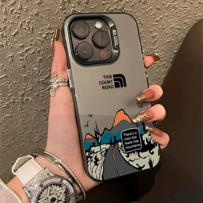 Cool-Mountain-Road-Matte-Laser-Phone-Case-For-iPhone-15-14-13-12-11-Pro ...