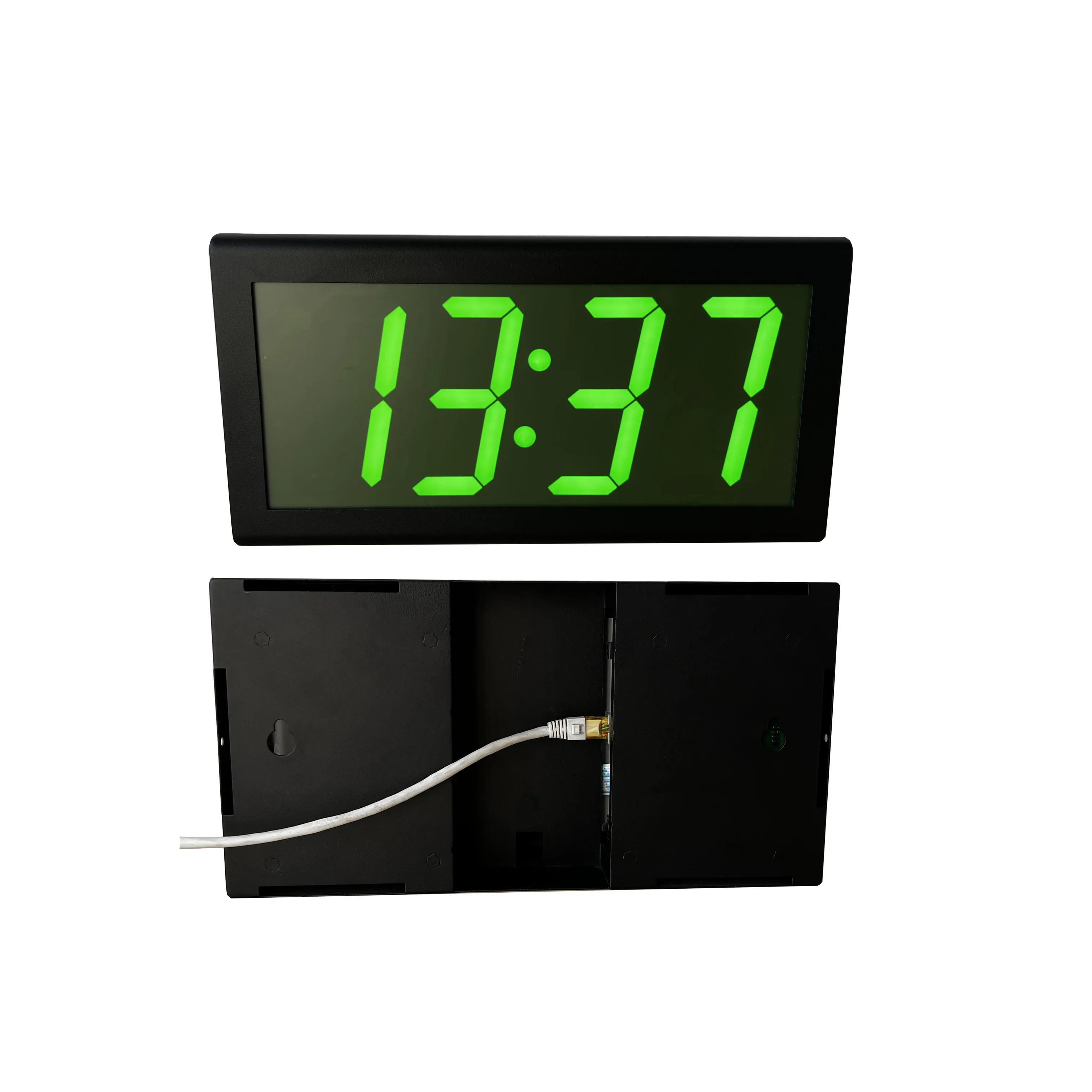 4-4-digit-Green-LED-Digital-Synchronized-NTP-Wall-Clock-Black-Metal ...