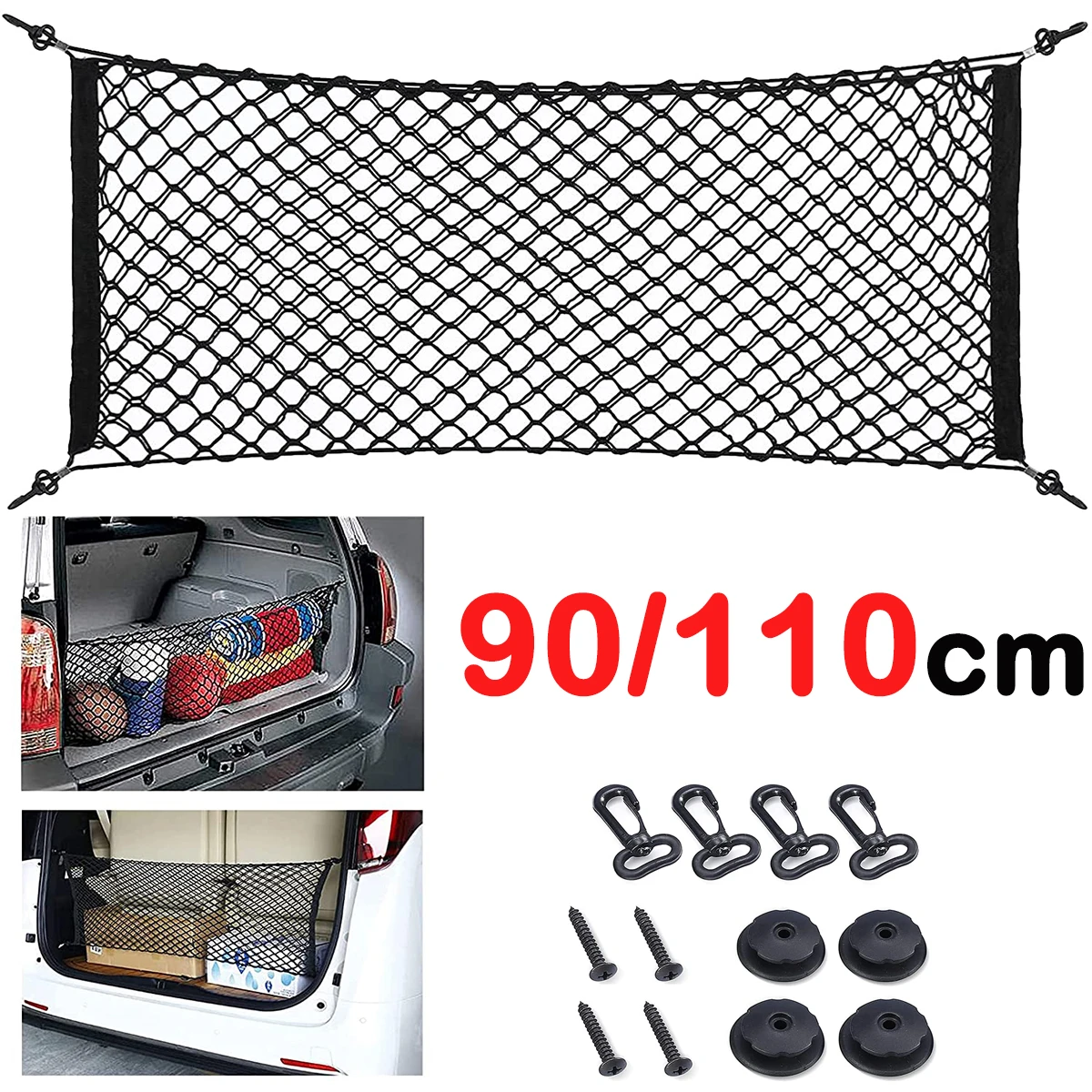 90-110cm-Car-Trunk-Net-Adjustable-Elastic-Rear-Cargo-Mesh-Organizer ...