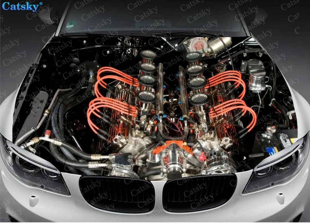OPEN-EXPOSED-ENGINE-Stickers-Engine-Hood-Decals-Decoration-Auto-Parts ...