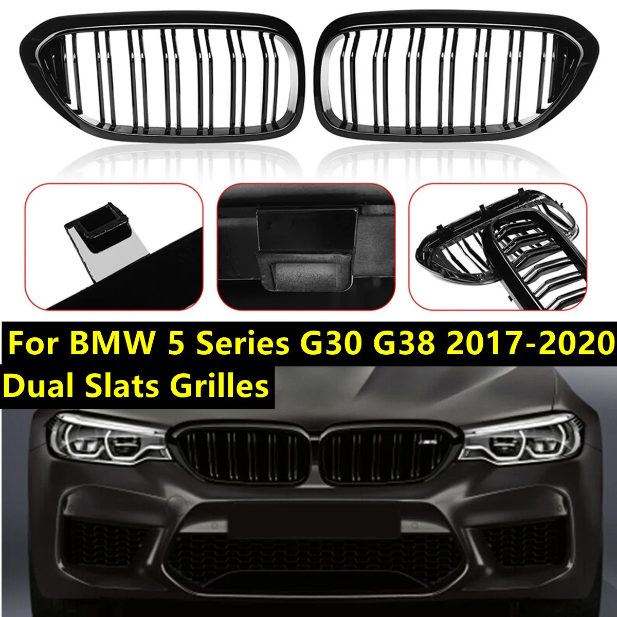 Car-Front-Kidney-Grille-Grill-2-Slat-Racing-Grills-For-BMW-5-Series-M5 ...