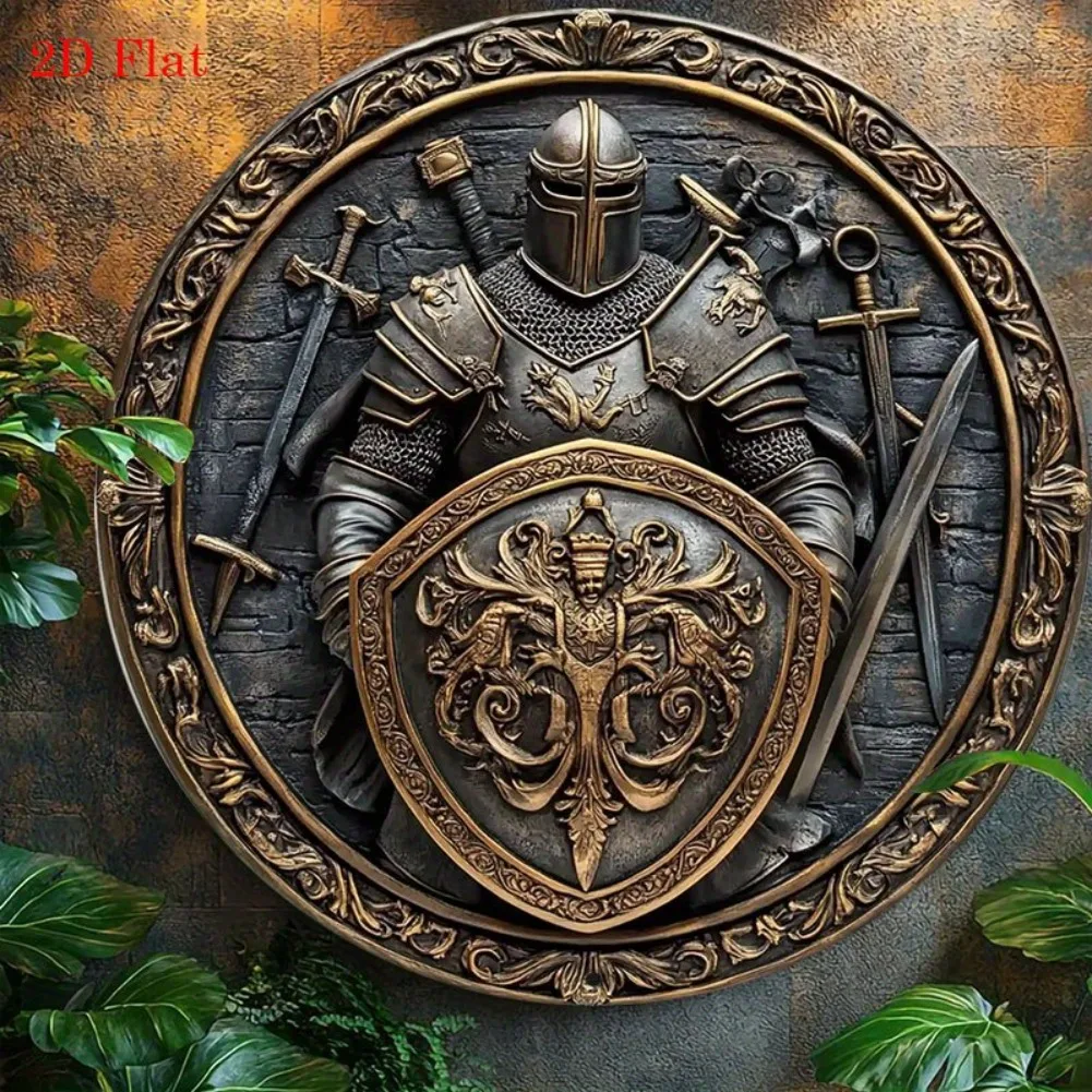 2D Flat, 1pc Medieval Knight Shield & Sword Aluminum Wall Art - 8x8 ...