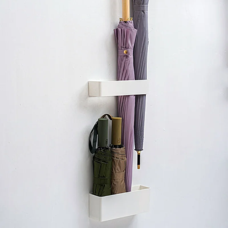 Wall Mounted Umbrella Stand Puncture Free Storage Shelf Rack Umbrella ...