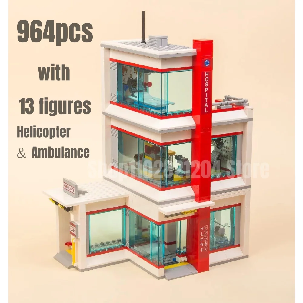 964pcs-Hospital-Building-Blocks-Doctor-Ambulance-Helicopter-Bricks-Fit ...