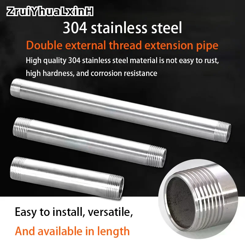304-Stainless-Steel-Extension-Pipe-1-2-Inch-3-4-Inch-Natural-Gas-Water ...
