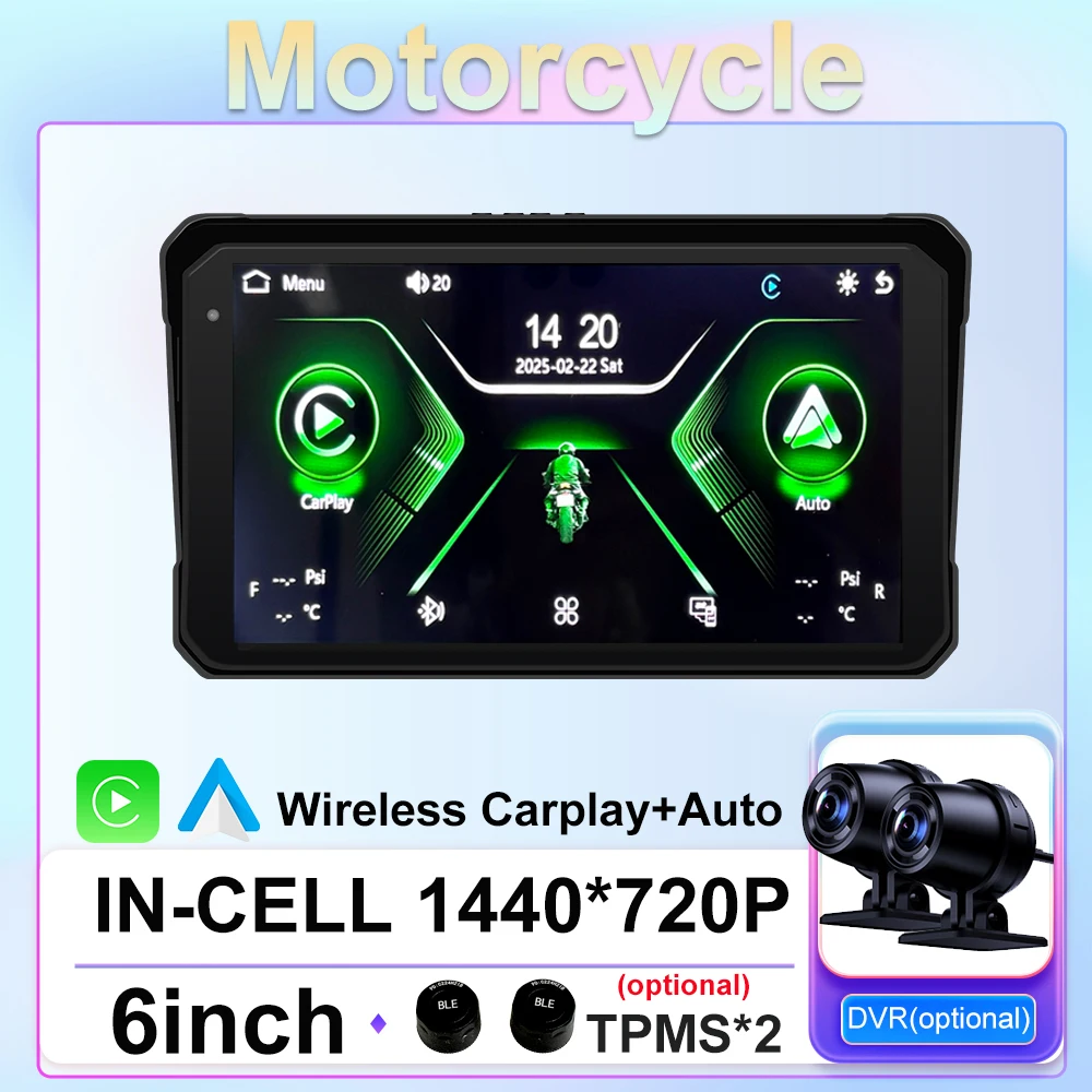 Motorcycle Navigation 6 inch Screen 1440*720P GPS Wireless CarPlay ...
