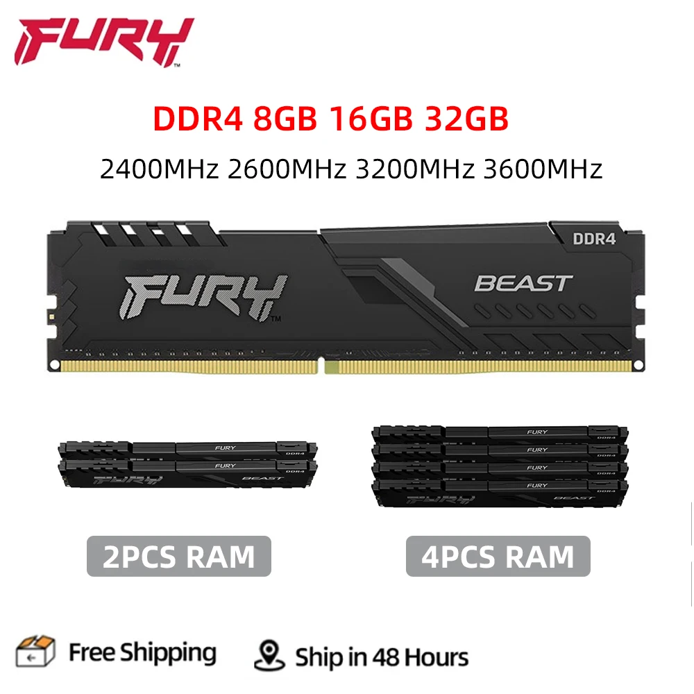 Fury-Beast-DDR4-8GB-16GB-32GB-3200-2400-2666-3600MHz-Desktop-Memory ...