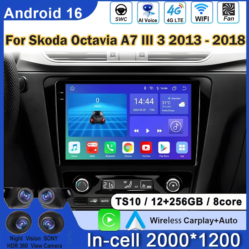 10inch Android Car Radio For Skoda Octavia A7 III 3 2013 - 2018 ...