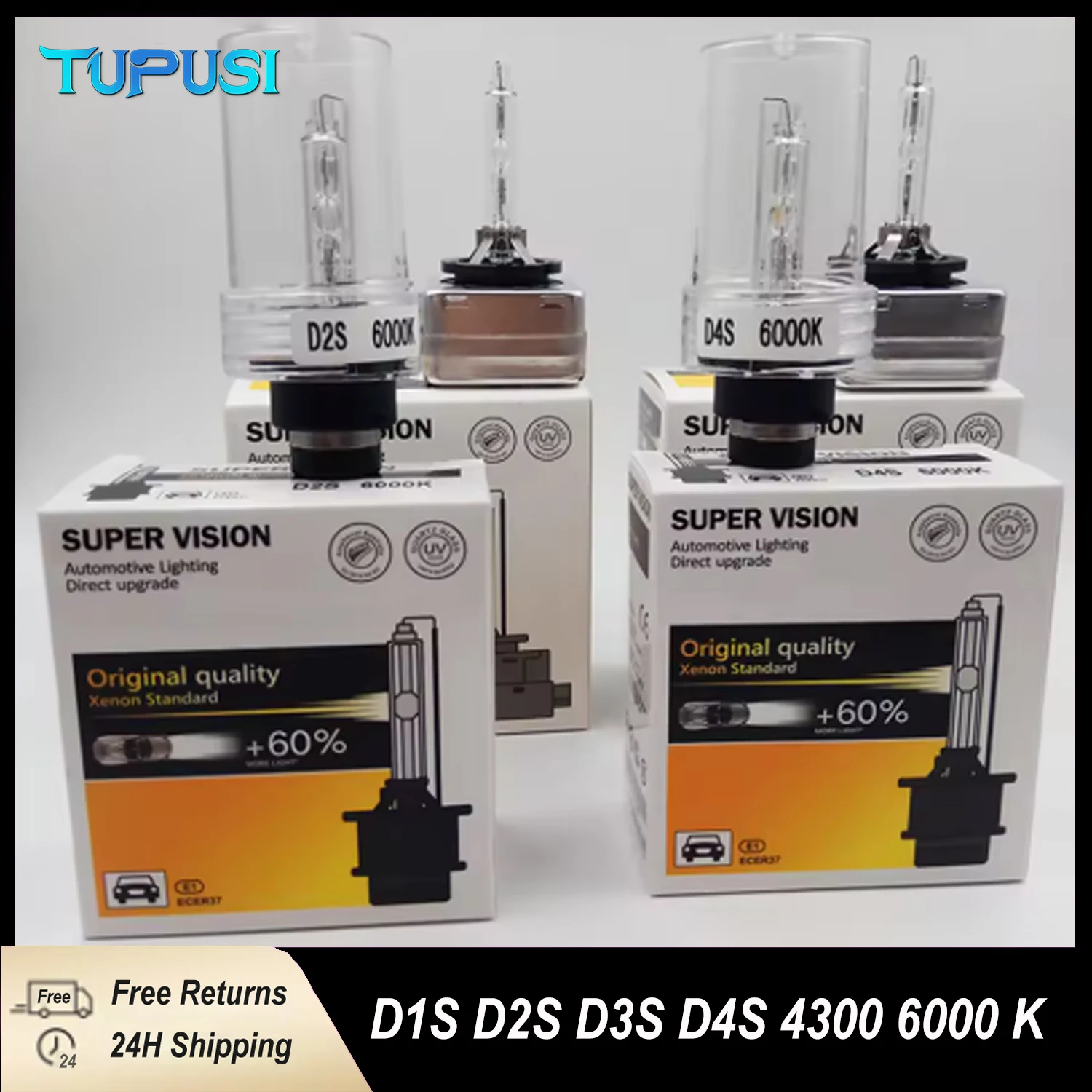 2PCS HID D1S D2S D3S D4S Bulbs xenon headlight bulb 4300K 6000K D4 D4R ...