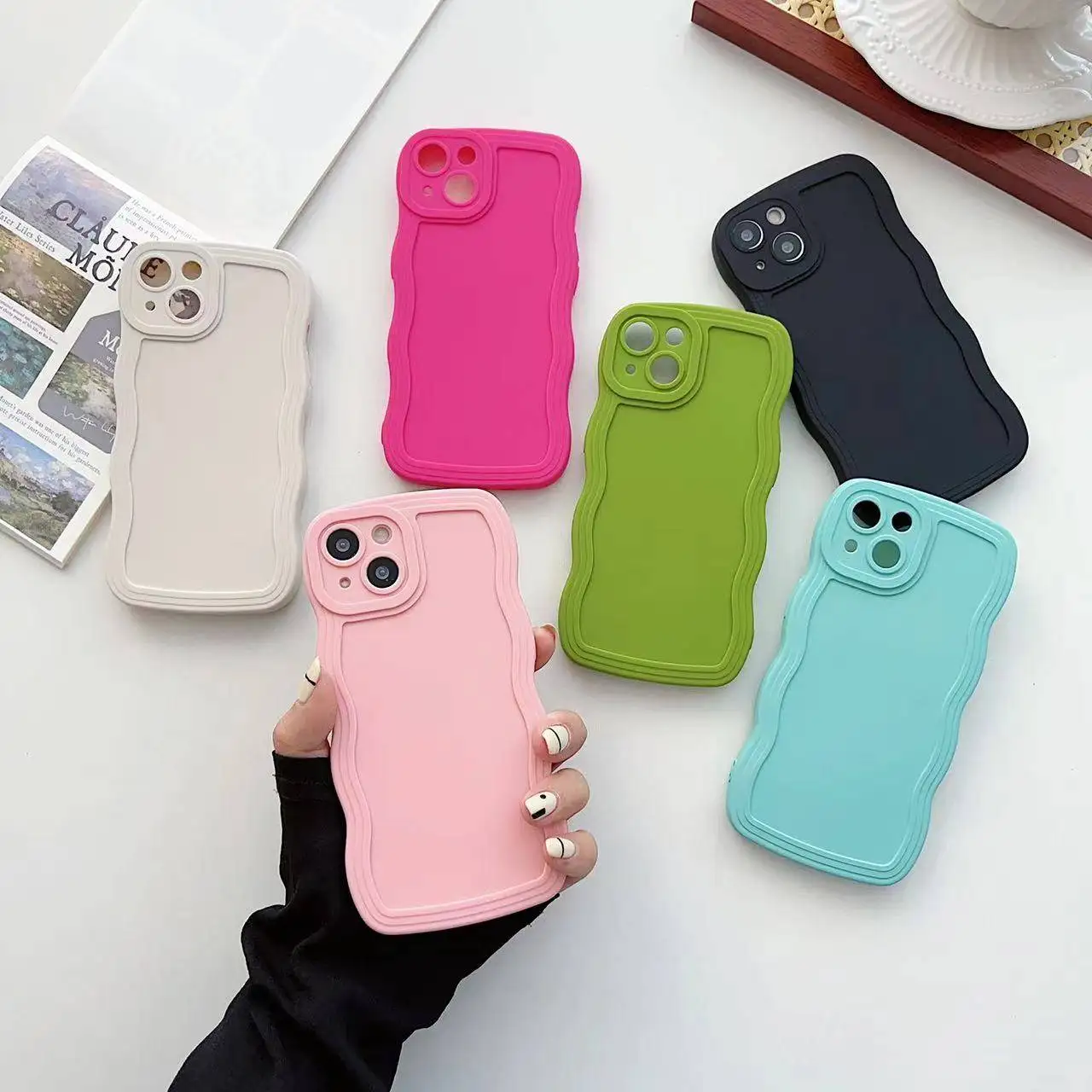Solid Color Wavy Frame Phone Case For Xiaomi Redmi Note 8 Pro 12c ...