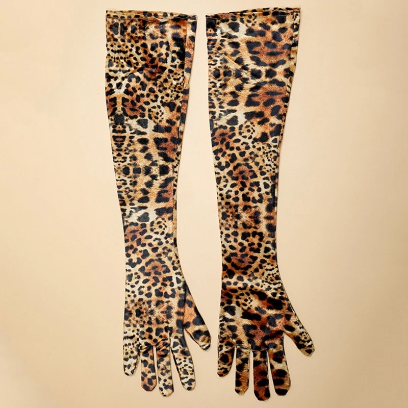 Long Gloves for Dinner Party Dress Women's Gloves with Leopard Print ...