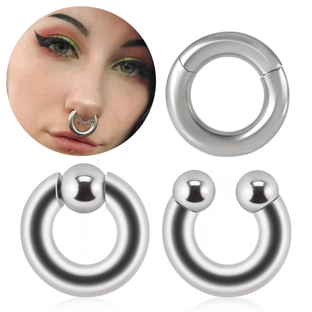 1PC-Surgical-Steel-Heavy-Hinged-Clicker-Septum-Ear-Plug-Nose-Rings ...