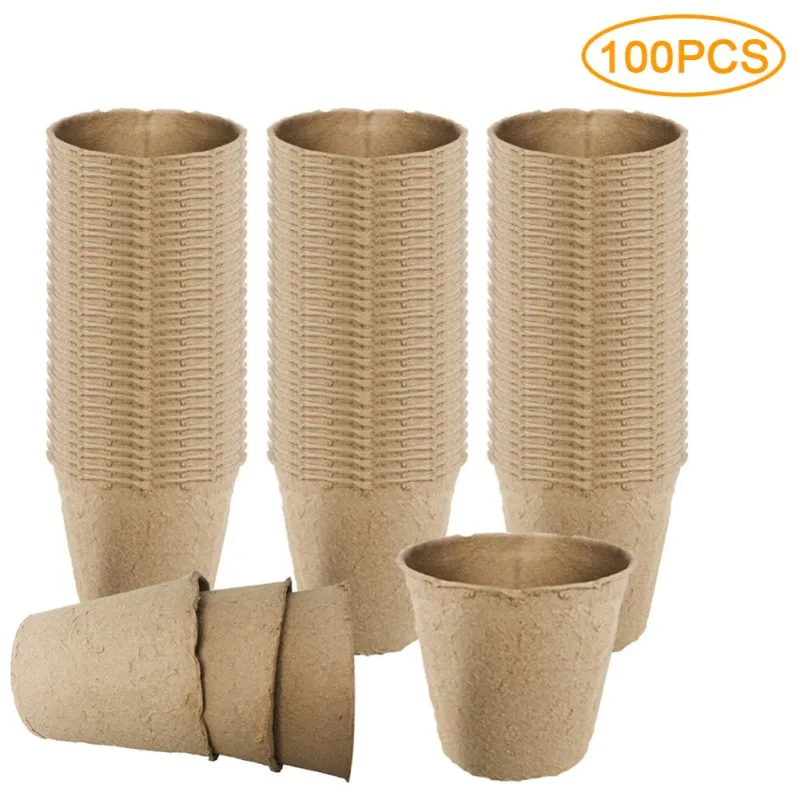 10-50-100pcs-Seed-Pots-Planting-Paper-Pulp-Peat-Pot-Planting-Cups-with ...