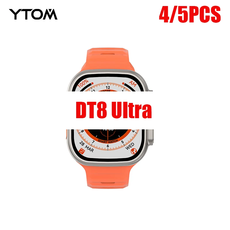 4/5 pcs vip original dt8 ultra iwo 8 ultra série 8 nfc smartwatch relógio inteligente ...