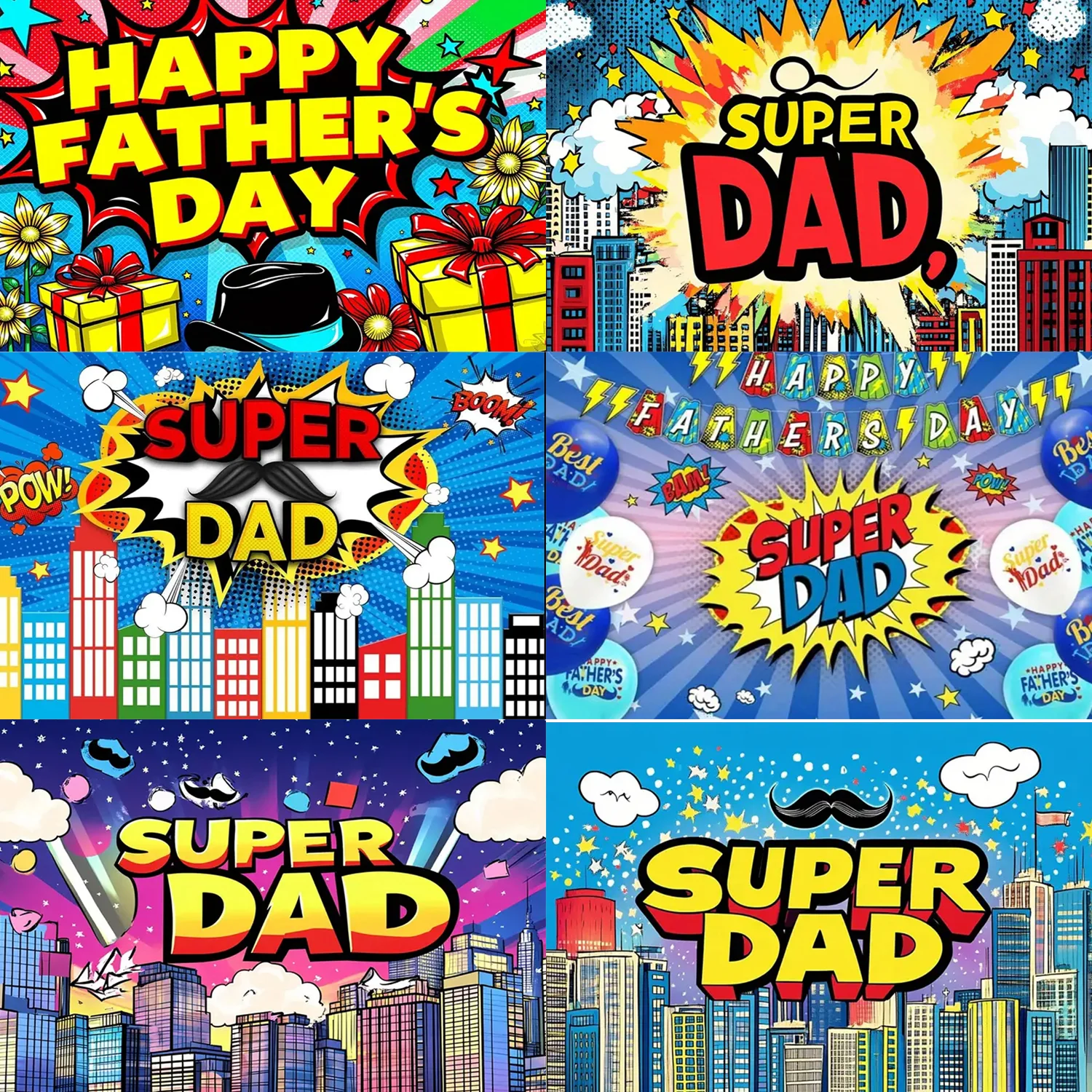 Super Dad Theme Cartoon Background Best Happy Father’s Day Party ...