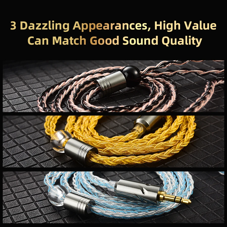 QKZ T1 8 Core TC Silver Plated Hifi Earphone Update Cable 2Pin ...