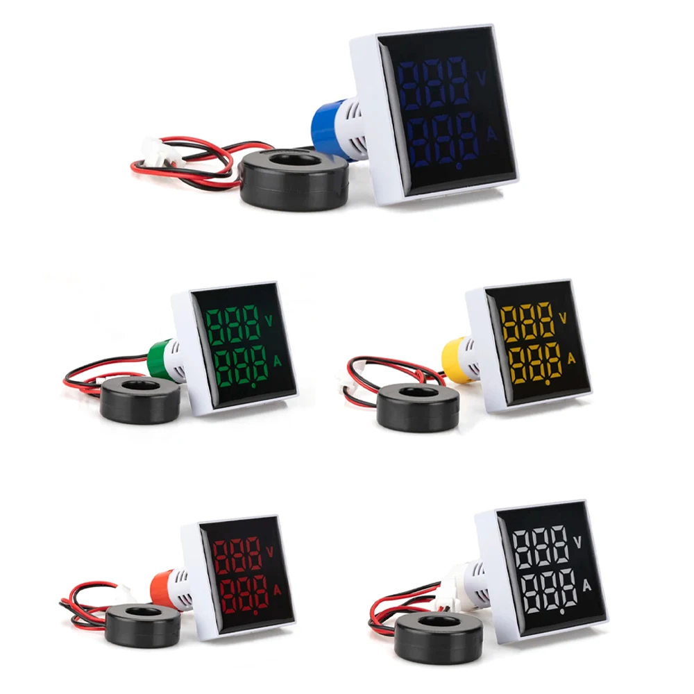 50MM LED Dual Digital Display Voltage and Current Meter Voltmeter ...