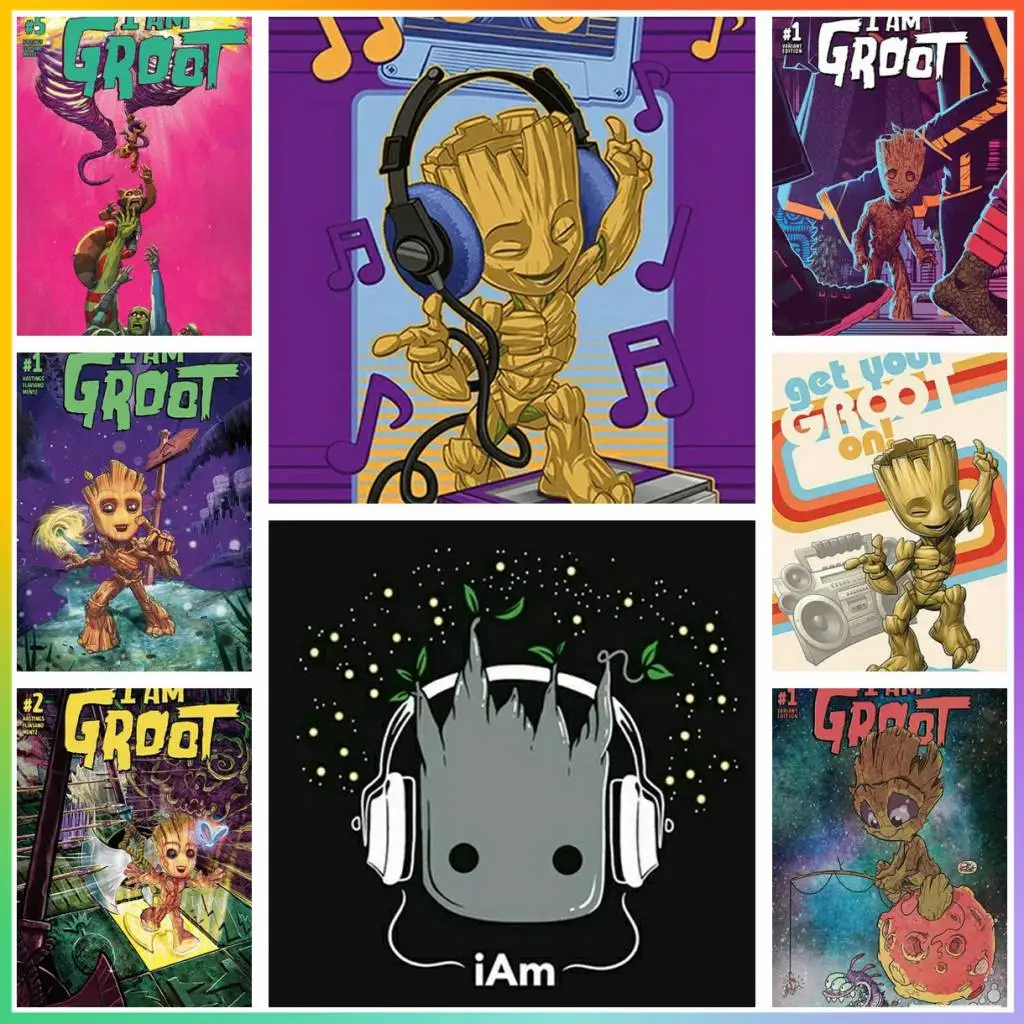 Superhero-I-Am-Groot-Comic-Marvel-Drawing-Hanging-Printed-Puzzle-Stitch ...