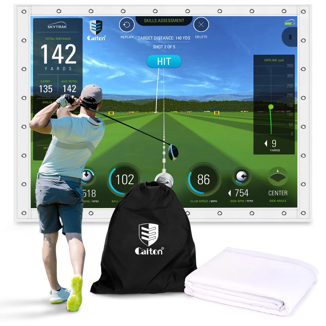Caiton HD Golf Simulator Impact Screen – Double-Layer, Silent, Durable ...