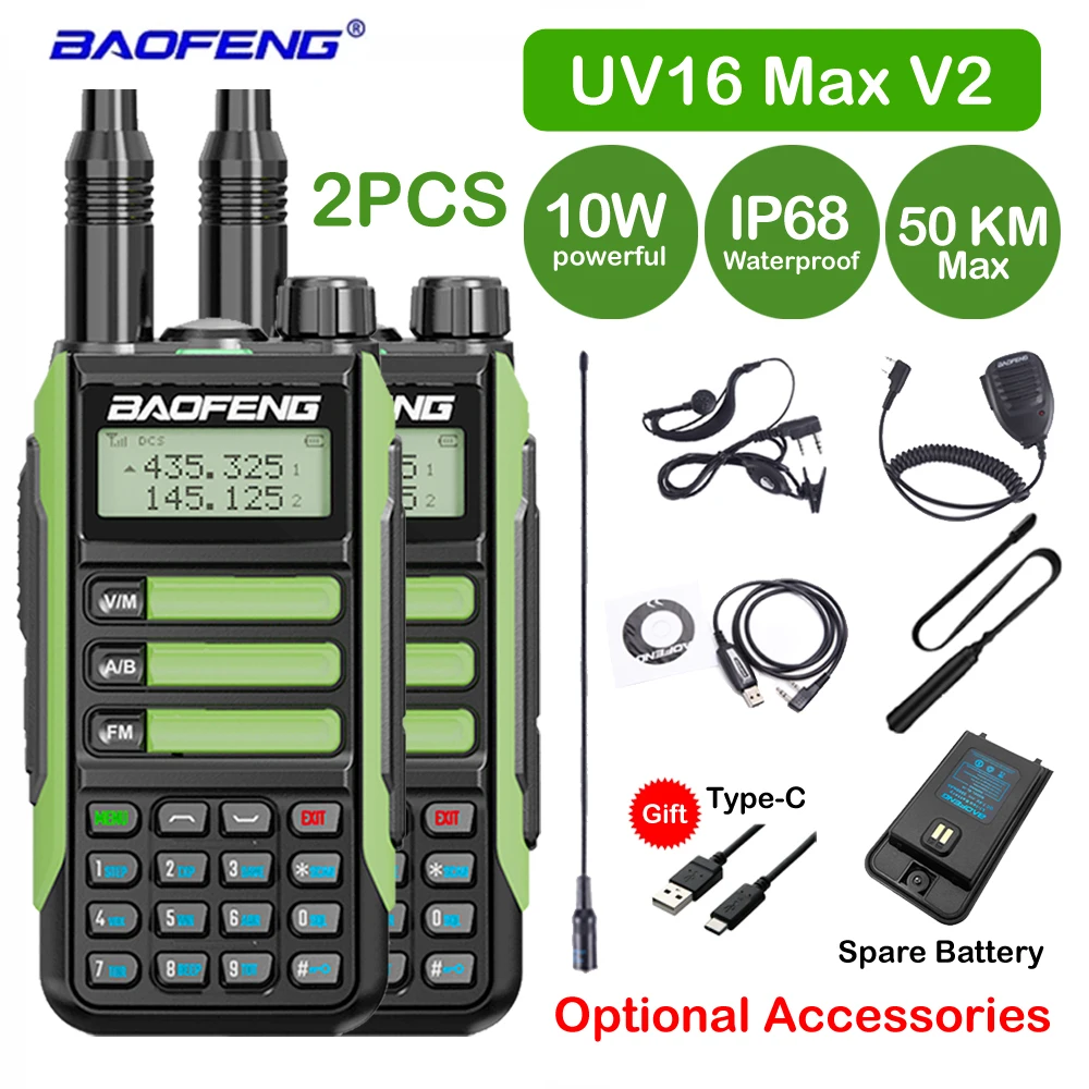 2-SZTUK-NOWO-Baofeng-UV-16-Max-V2-High-Power-Upgraded-of-UV9R-UV5R ...