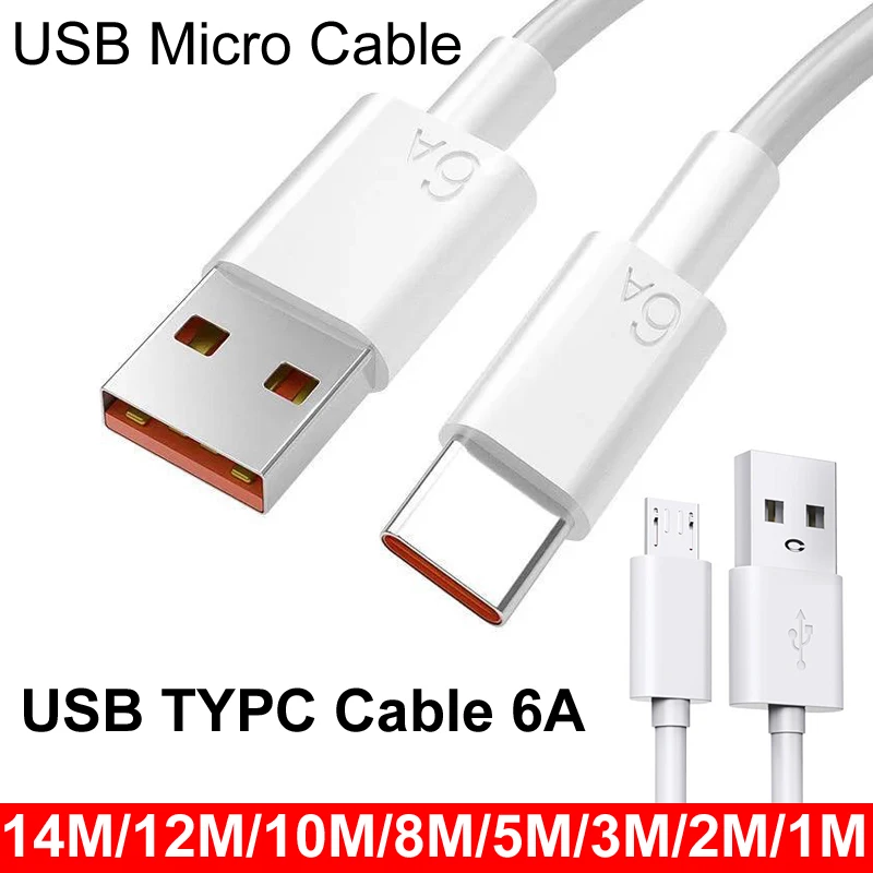 USB 3,0 Micro 2.4A 6A tipo C extensión 14M/12MM/10M 8M 5M 3M 2M 1M ...
