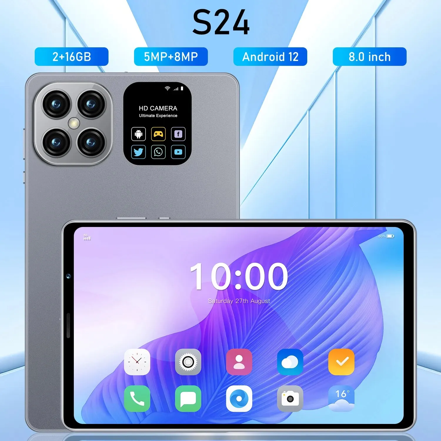 VERYHDSN Original Global Tablette Android 12 HD 8 Inch Tablet Dual SIM ...