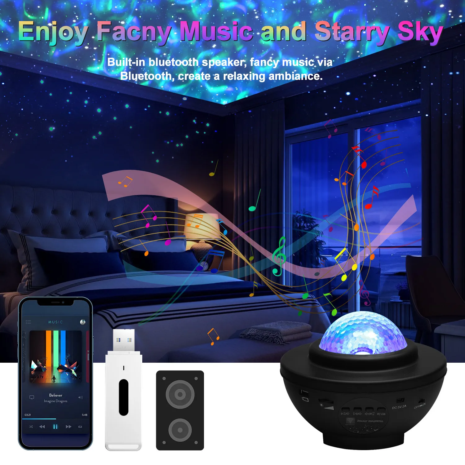 KEBINCPLED-LED-Star-Galaxy-Projector-Starry-Sky-Night-Light-Built-In ...