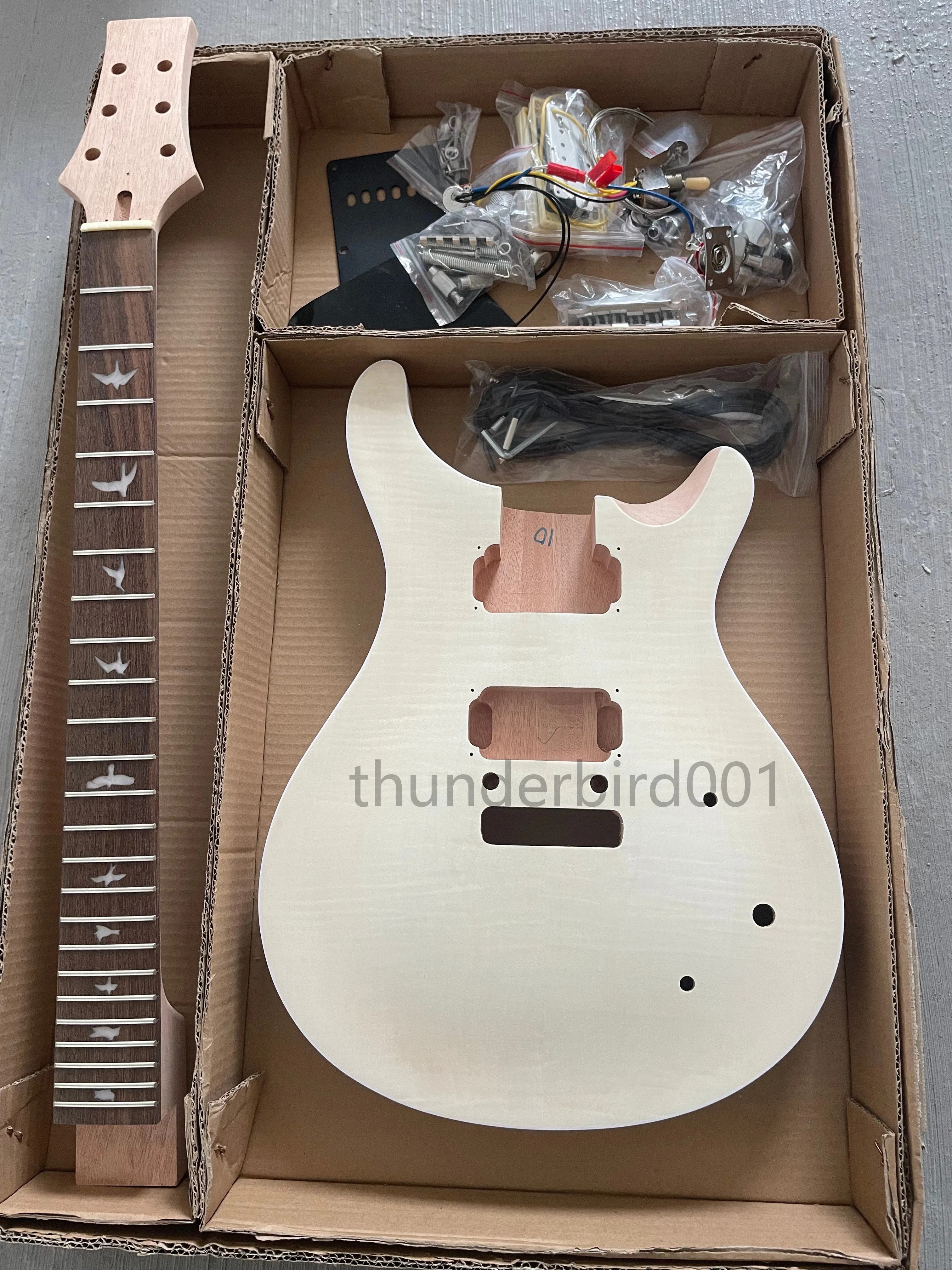 Double Swing DIY Electric Guitar Kit 24 Fret Maple Veneer Lower Flyer ...