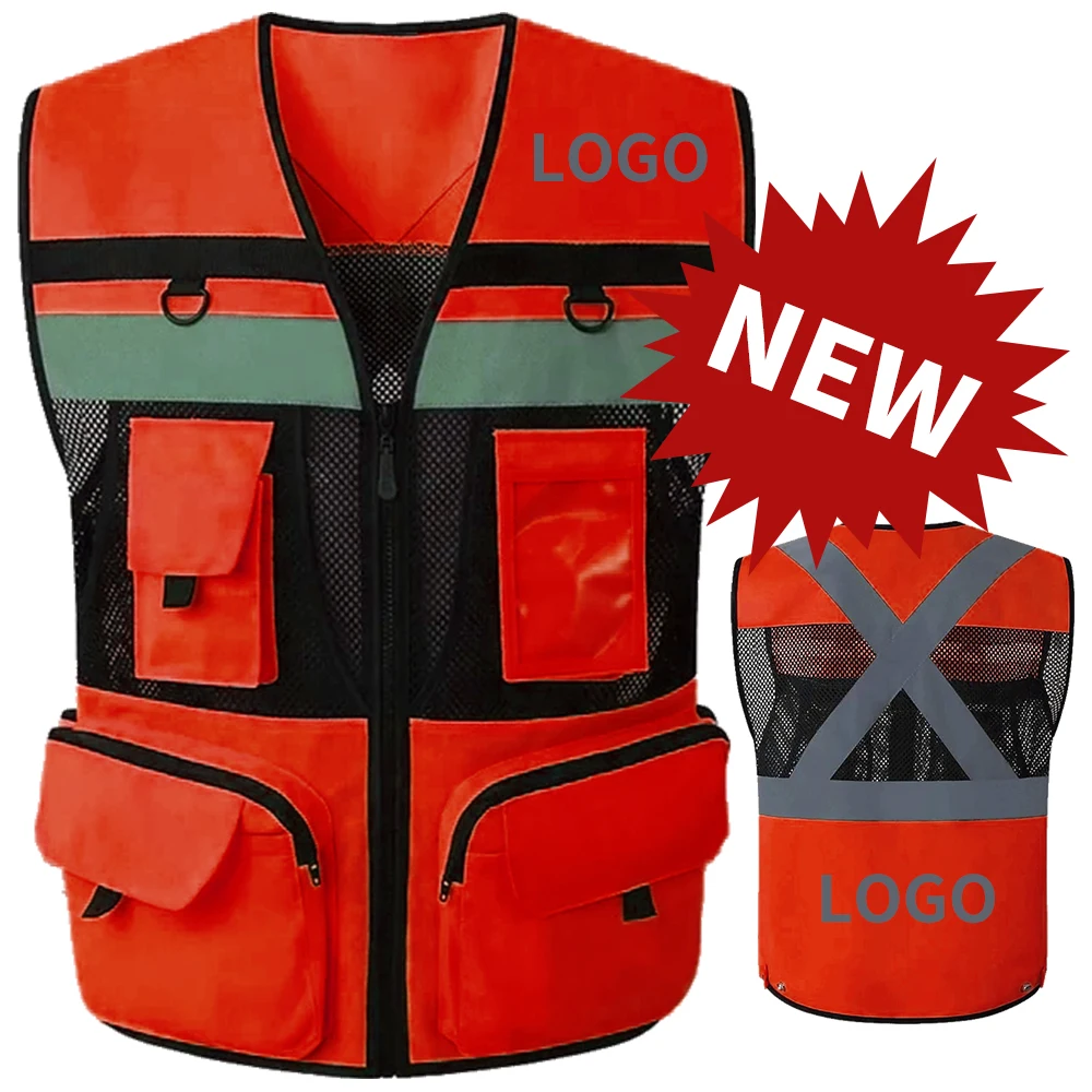 Mesh Safety Vest With Tool Pockets Breathable Work Gilet High ...
