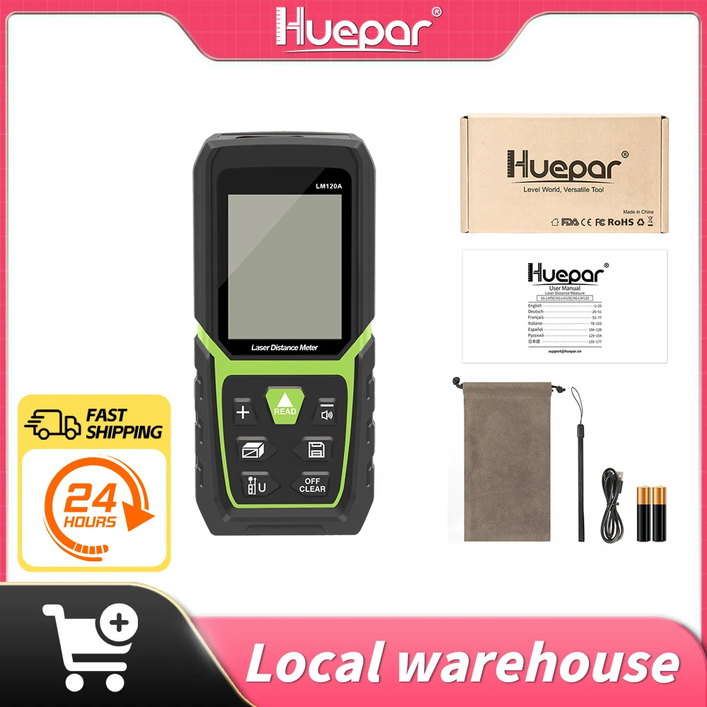 Huepar Laser Rangefinder Laser Distance Meter 50M 100M 120M Trena Laser ...
