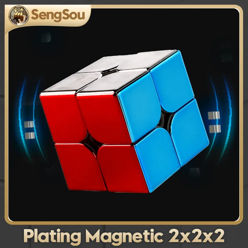 shengshou Plating 2x2x2 Magnetic Magic Cube Toys 2x2 Professional Speed ...