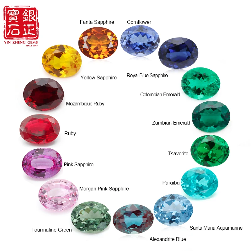 High-qualit Oval Shape Lab Grown Ruby/Sapphire/Tsavorite/Cobalt Spine ...