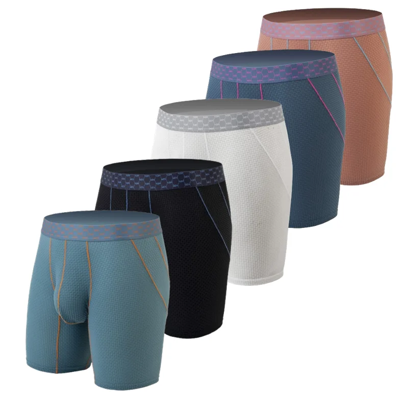 Men's panties Long Boxer Briefs Ice silk Underwear Shorts Leg ...