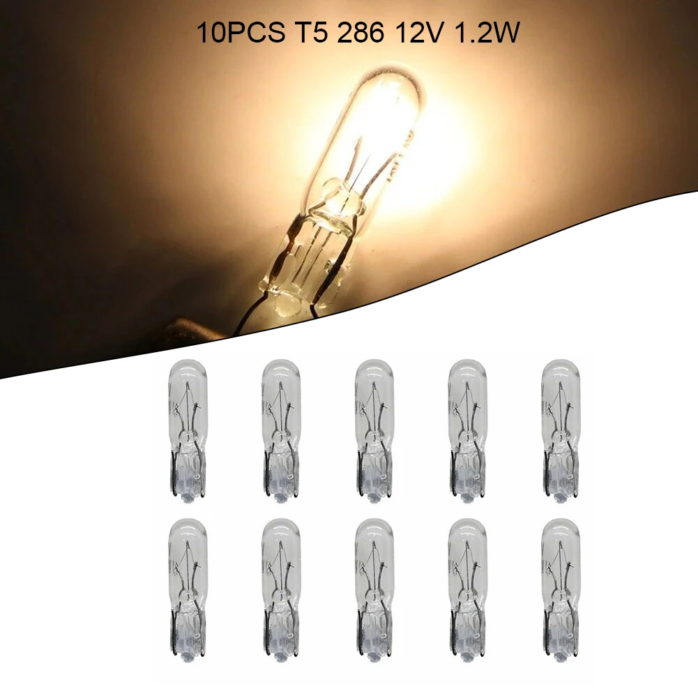 10Pcs-T5-286-Clear-Signal-Lamp-Glass-12V-1-2W-Warm-White-Dashboard ...