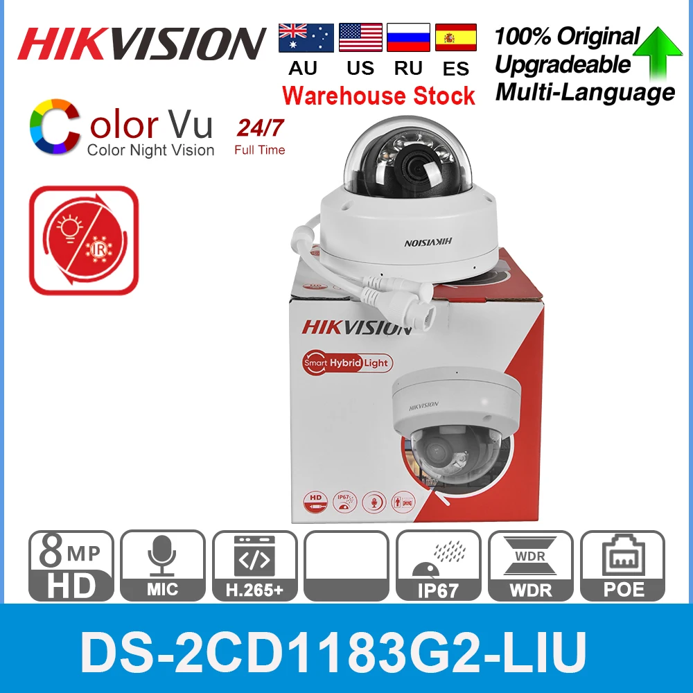 Hikvision 8MP IP Camera DS-2CD1183G2-LIU POE Built-in Mic 4K Smart ...