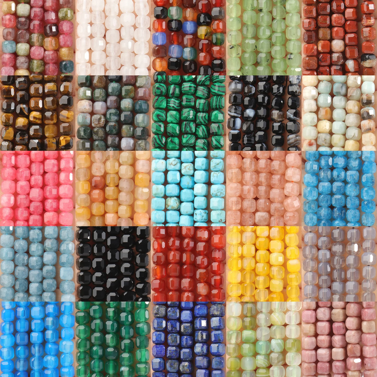 5mm-Faceted-Cube-Beads-Natural-Lapis-Lazuli-Rhodonite-Tourmaline ...