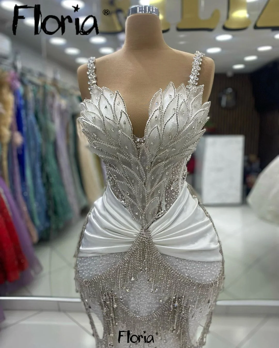 Floria-Luxury-White-Mermaid-Diamond-Prom-Dresses-Spaghetti-Straps-Dubai ...