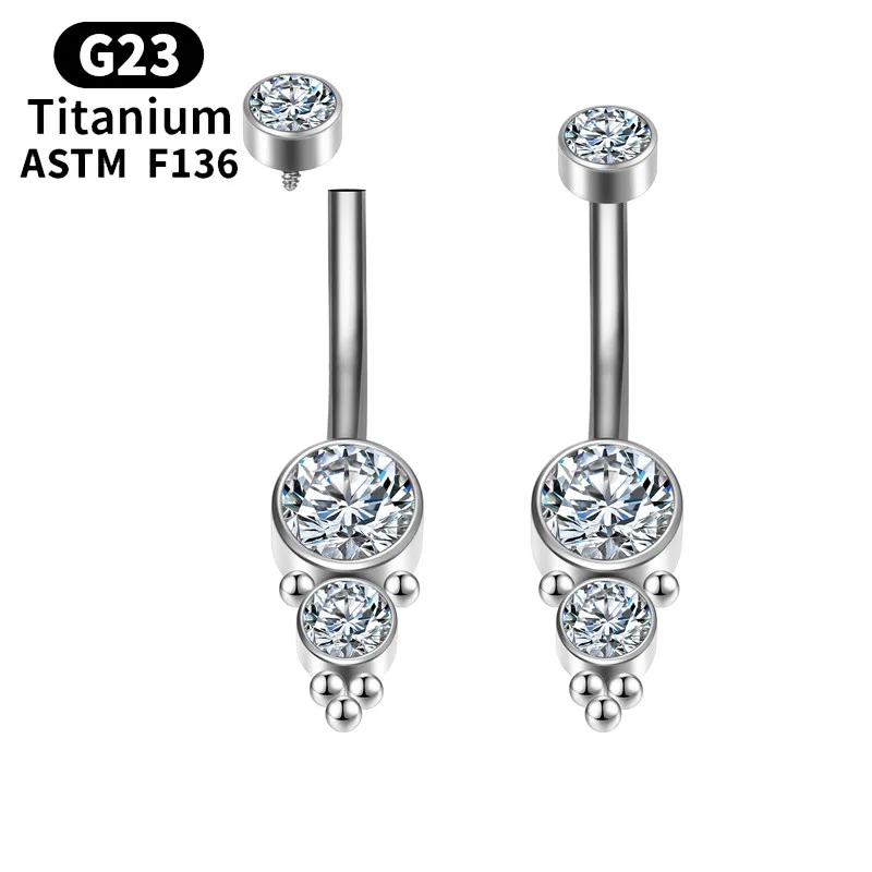 F136 Titanium Belly Button Piercing Body Clicker Jewelry Flower Daith ...