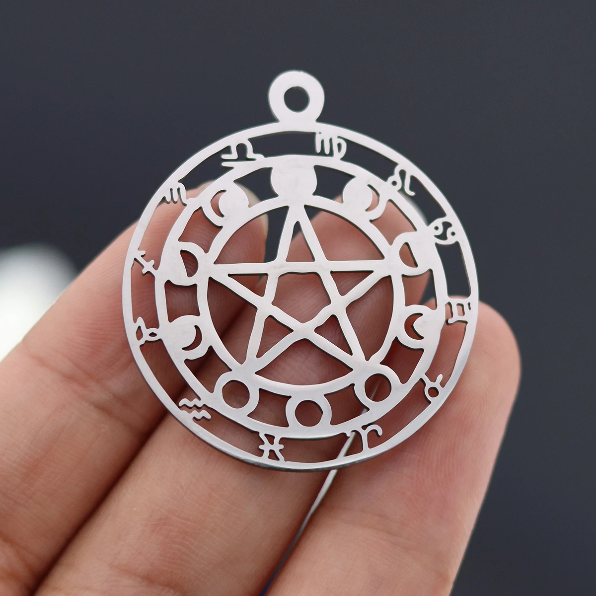 3pcs Moon Phase Pentagram Stainless Steel Pendant Charms for Jewelry ...